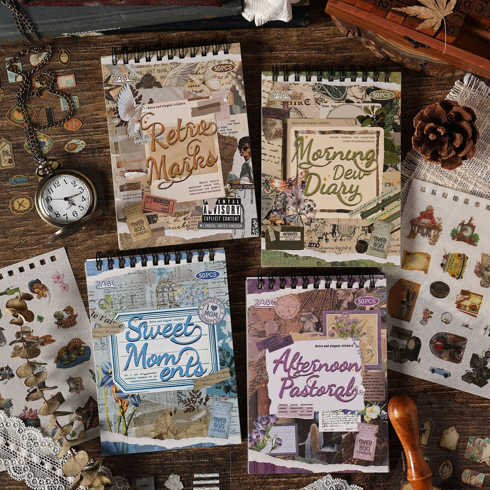Classical Retro Stickers Book: 50 Waterproof Die-Cut Stickers – FLUTTER ...